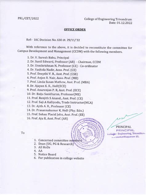 Cet Office Order Ccdm Committee Reconstitution Pdf