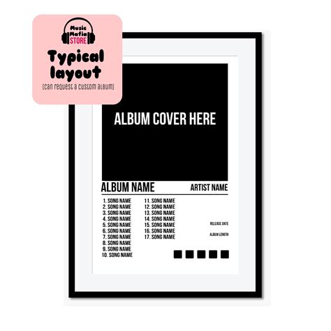 Music Poster Custom Album Cover Poster Perfect Minimalist Album