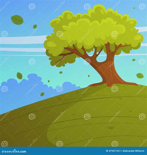 Boom Op De Heuvel Vector Illustratie Illustration Of Nave 47947125