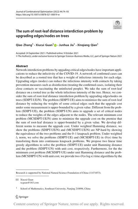 The Sum Of Root Leaf Distance Interdiction Problem By Upgrading Edgesnodes On Trees Request Pdf