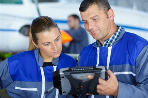 Young Female Aircraft Assembler Listening To Trainer Photo Background And Picture For Free