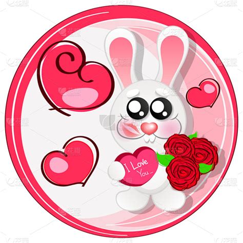 可爱的兔子婚礼贺卡一见钟情卡通性格永远庆祝相伴