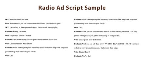 Sample Radio Ad Script