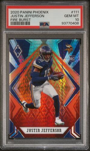 2020 Phoenix Justin Jefferson Fire Burst 111 Psa 10 Gem Mint Rc Rookie