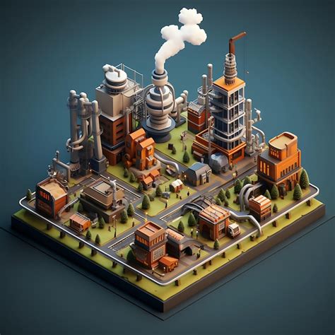 Premium Photo 3d Rendering Of Factory City Isometric Miniature