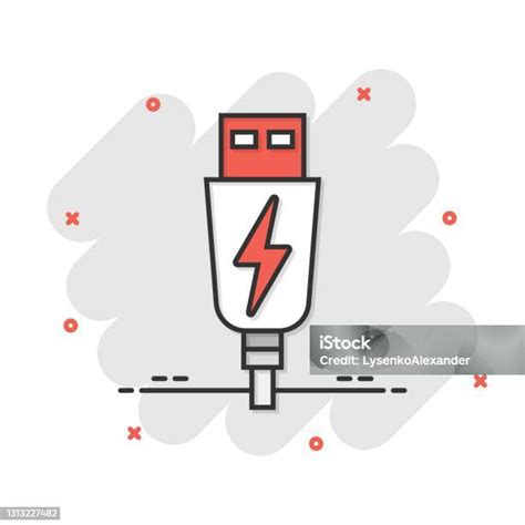 Ikon Drive Usb Dalam Gaya Komik Ilustrasi Kartun Vektor Disk Flash Pada