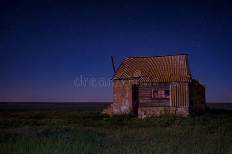 Night Landscape With Abandoned Spooky House Stock Image Image Of Ghost Night