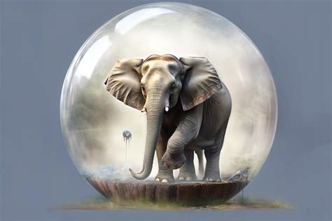 Premium Ai Image An Elephant In A Glass Ball