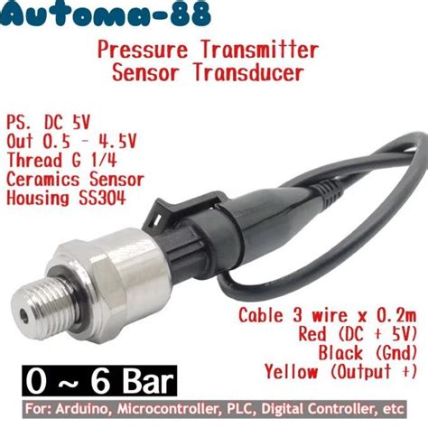 Jual Pressure Transmitter 0 6bar Arduino Dc 5v Sensor Transducer 6 Bar