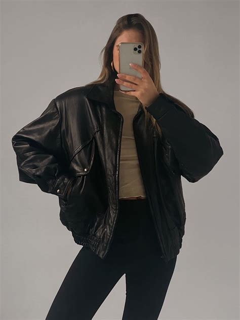 Vintage Oversized Leather Bomber Jacket Xs L Artofit