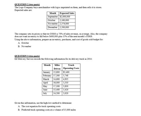 Solved OUESTION 1 Three Parts The Following Information Chegg