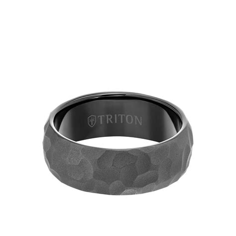 Black 8mm Raw Tungsten Hammer Raw Irelia Fine Jewelry