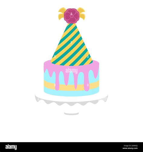 Isolated Birthday Cake With A Party Hat Icon Vector Stock Vector