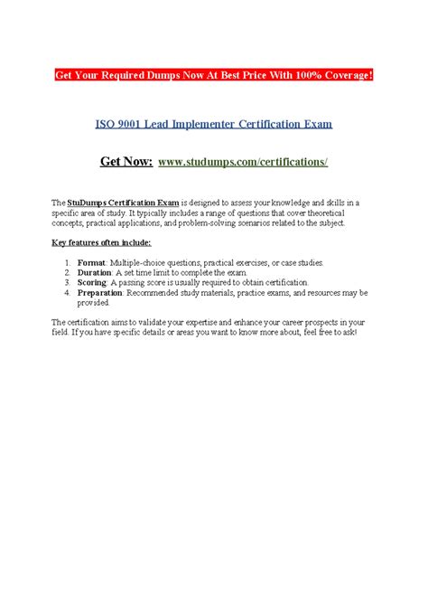 Isoiec Lead Implementer Certification Exam Get Your Required Dumps Now At Best Price