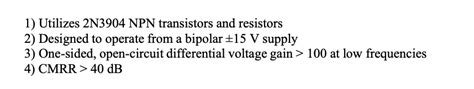Solved Design An Emitter Coupled Differential Amplifier To Chegg Com