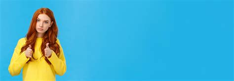 Free Photo Serious And Determined Supportive Redhead Girlfriend Showing You Can Do It