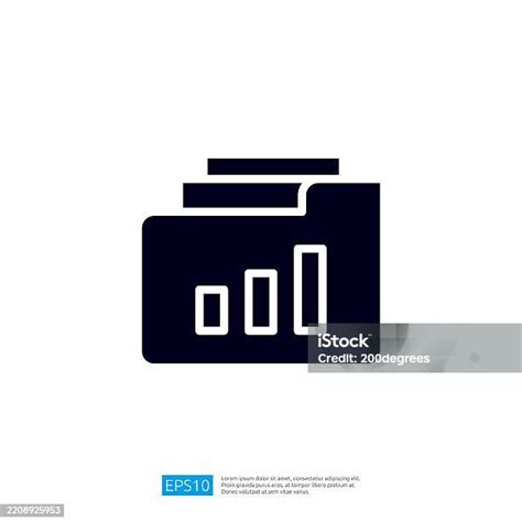 이 이미지에는 데이터 구성 및 분석을 상징하는 막대 그래프가 있는 어두운 폴더 아이콘이 있습니다 0명에 대한 스톡 벡터 아트 및 기타 이미지 Istock