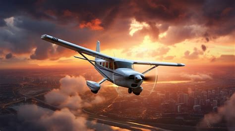 Premium Ai Image Light Engine Plane Flies In The Morning Sky Clouds