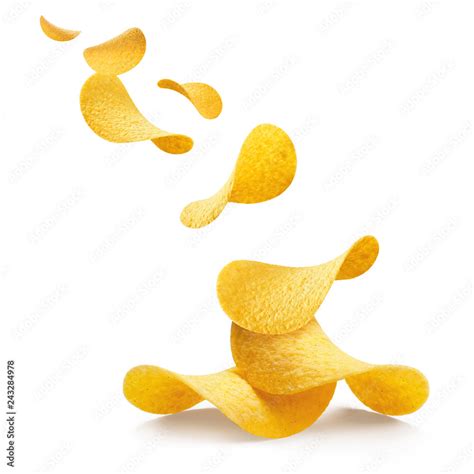 Flying Potato Chips Isolated On White Background Stock Photo Adobe Stock