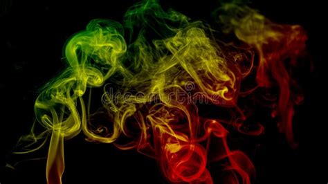 Abstract Background Smoke Curves And Wave Reggae Colors Green Yellow