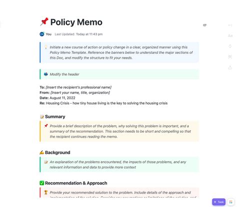 Policy Memo Template By Clickup™