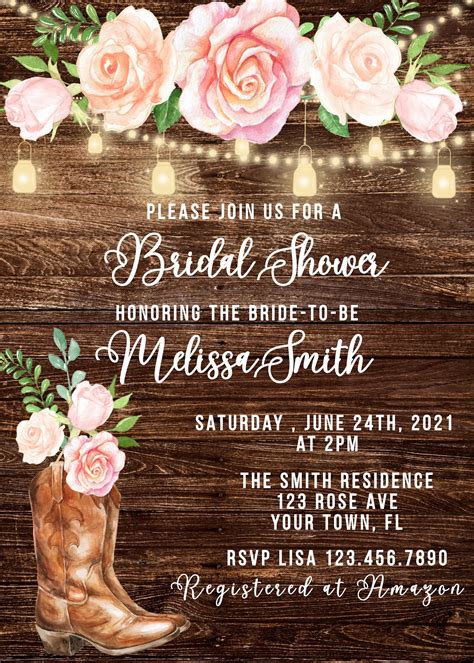 Rustic Cowgirl Bridal Shower Invitation Bridal Shower Pink Etsy