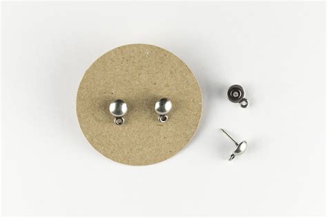 Tierra Cast Dome Earring Posts Antiqued Pewter Little White Wave