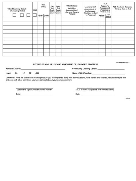 Als Assessment Form 2 Pdf Learning Behavior Modification