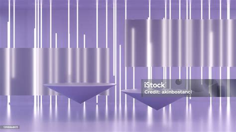 빈 연단 제품 진열장 플랫폼 네온 조명 라일락 색상 배경으로 스탠드 0명에 대한 스톡 사진 및 기타 이미지 0명 무대 비어 있음 Istock