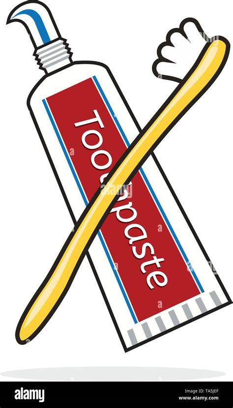 Vector Toothbrush And Toothpaste Tube Drawing Isolated On White