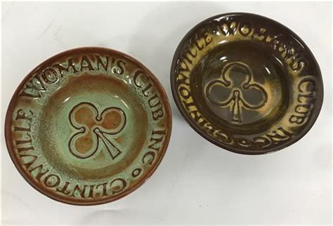 Lot Nicodemus Art Pottery 2 Small Dishes Womans Club Inc