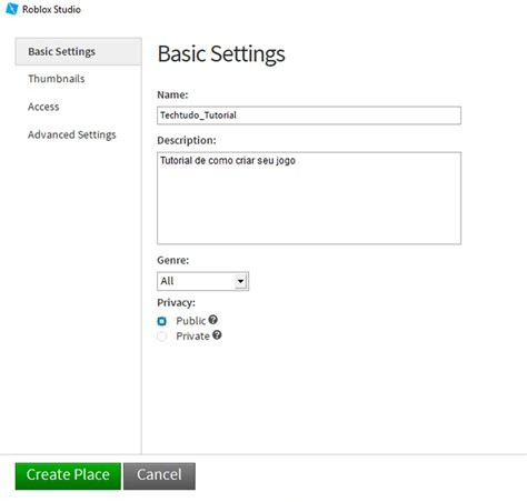 Como Criar Um Jogo No Roblox