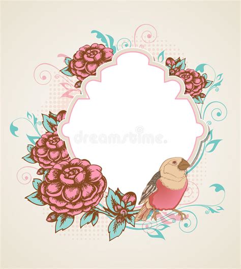 Oiseau Se Reposant Sur Un Branchement Fleurissant Illustration De