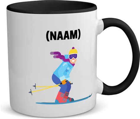 Akyol Skiën Koffiemok Theemok Zwart Sport Skiër Wintersport