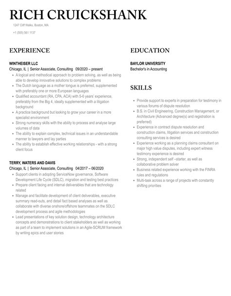 Senior Associate Consulting Resume Samples Velvet Jobs