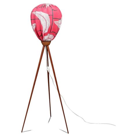 1950s Atomic Era Tripod Floor Lamp With Three Tier Fiberglass Shade At