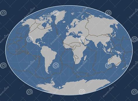 Tectonic Plate Boundaries On The World Contour Map 0 Pm Fahey Stock