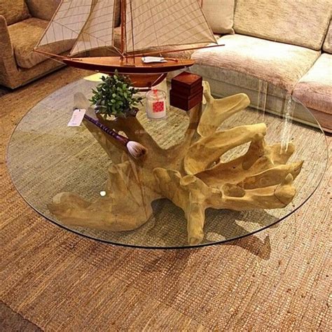 Glass Table With Tree Trunk Base Glass Designs