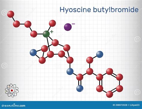 Hyoscine Butylbromide Molecule Structural Chemical Formula Ball And Stick Model Isolated