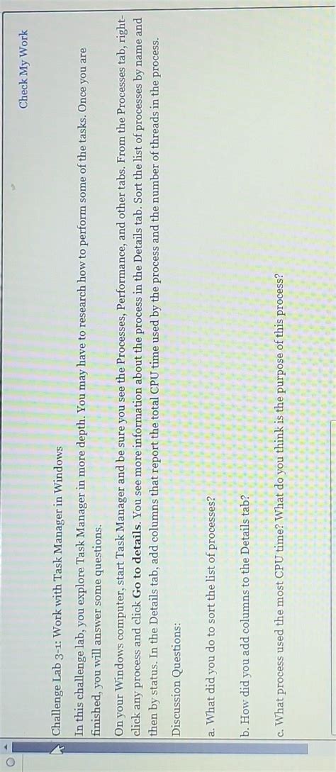 Solved Challenge Lab Work With Task Manager In Windows Chegg