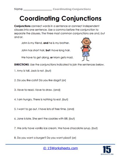Coordinating Conjunctions Worksheets Connective Words 15