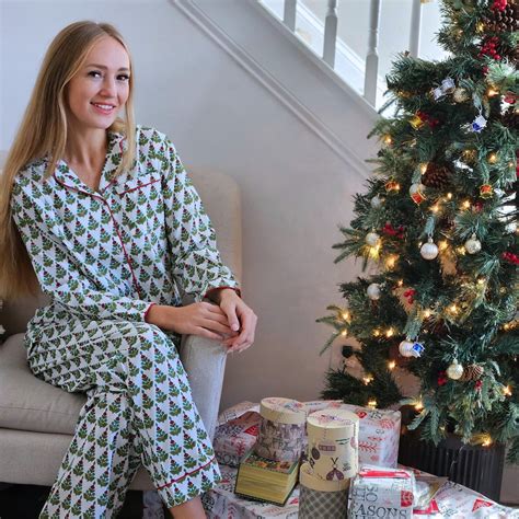Womens Christmas Pajamas Christmas Tree Print Nightwear Etsy