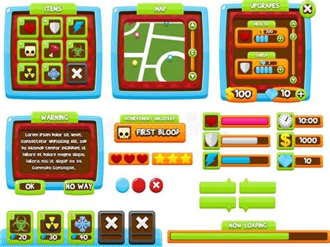 Casual Candy Game Button Set Stock Vector Illustration Of Green