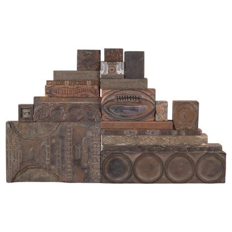 Collection Of 19 Brown Typeset Advertising Print Blocks Circa 1940 For