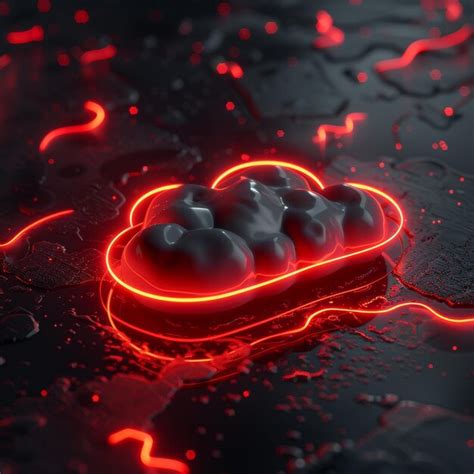 Closeup Of Cloud Computing Icon 3d Glowing On A Dark Reflective Surface With Digital Data