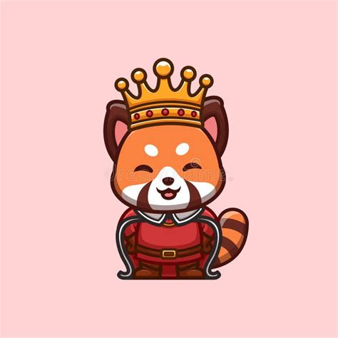 Red Panda King Cute Creative Kawaii Cartoon Mascot Logo Stock