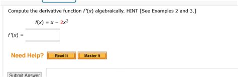 Solved Compute The Derivative Function F′x Algebraically