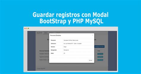 Guardar Registros Con Modal Bootstrap Y Php Mysql Baulphp