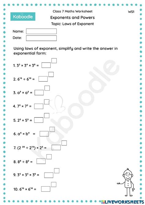 exponents and powers laws of exponents worksheet live worksheets worksheets library