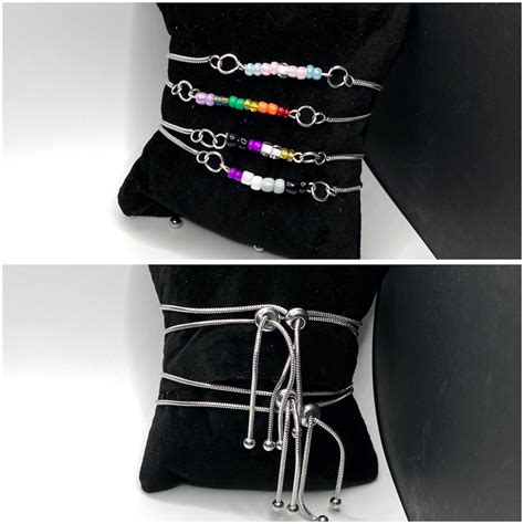 Pride Flag Seed Bead Boloslide Bracelets Non Binary Transgender And